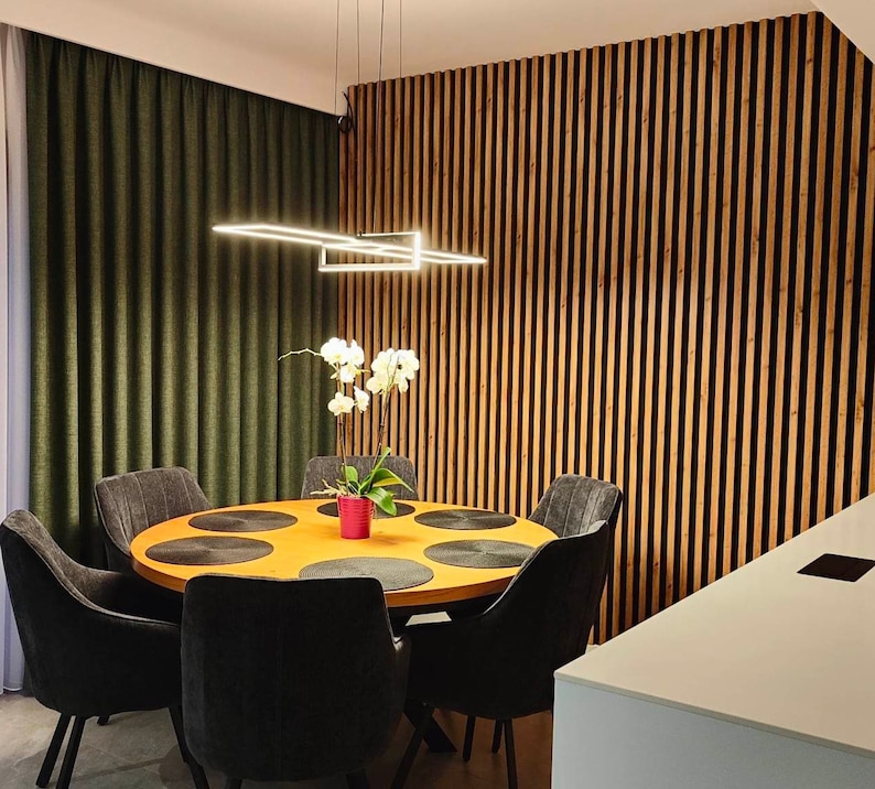 Fluted Panels for Wall and Ceiling - Acoustic Laths on Felt, Oak Colors ...