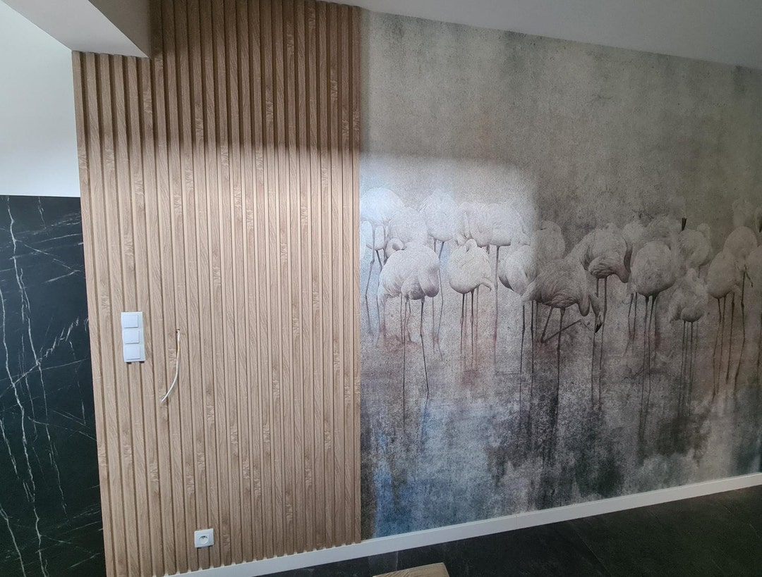 Fluted Acoustic Panels for Wall - Laths on Beige Felt, Wood Colors - Etsy