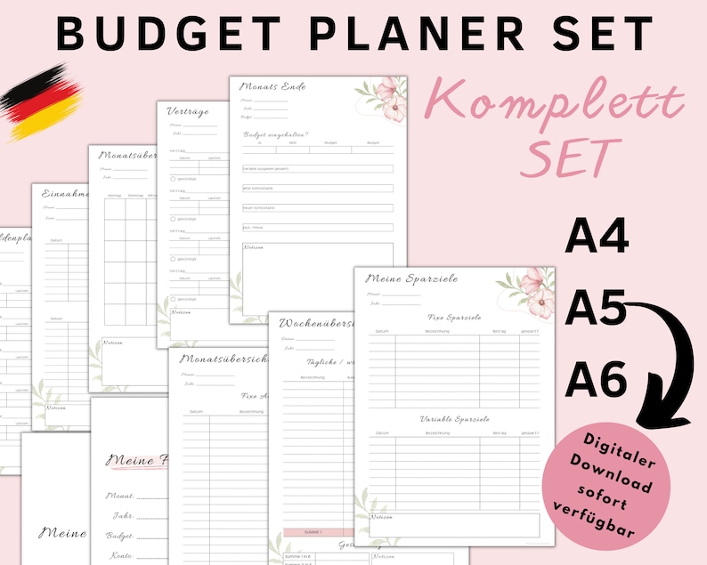 Budget Planer Deutsch, A4, A5, A6 Fixkosten, Budgetplaner Deutsch ...