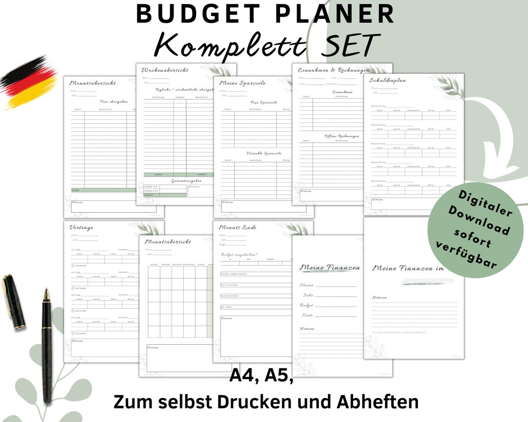 Budget Planer Deutsch, A4, A5, Fixkosten, Budgetplaner Deutsch, Budget ...