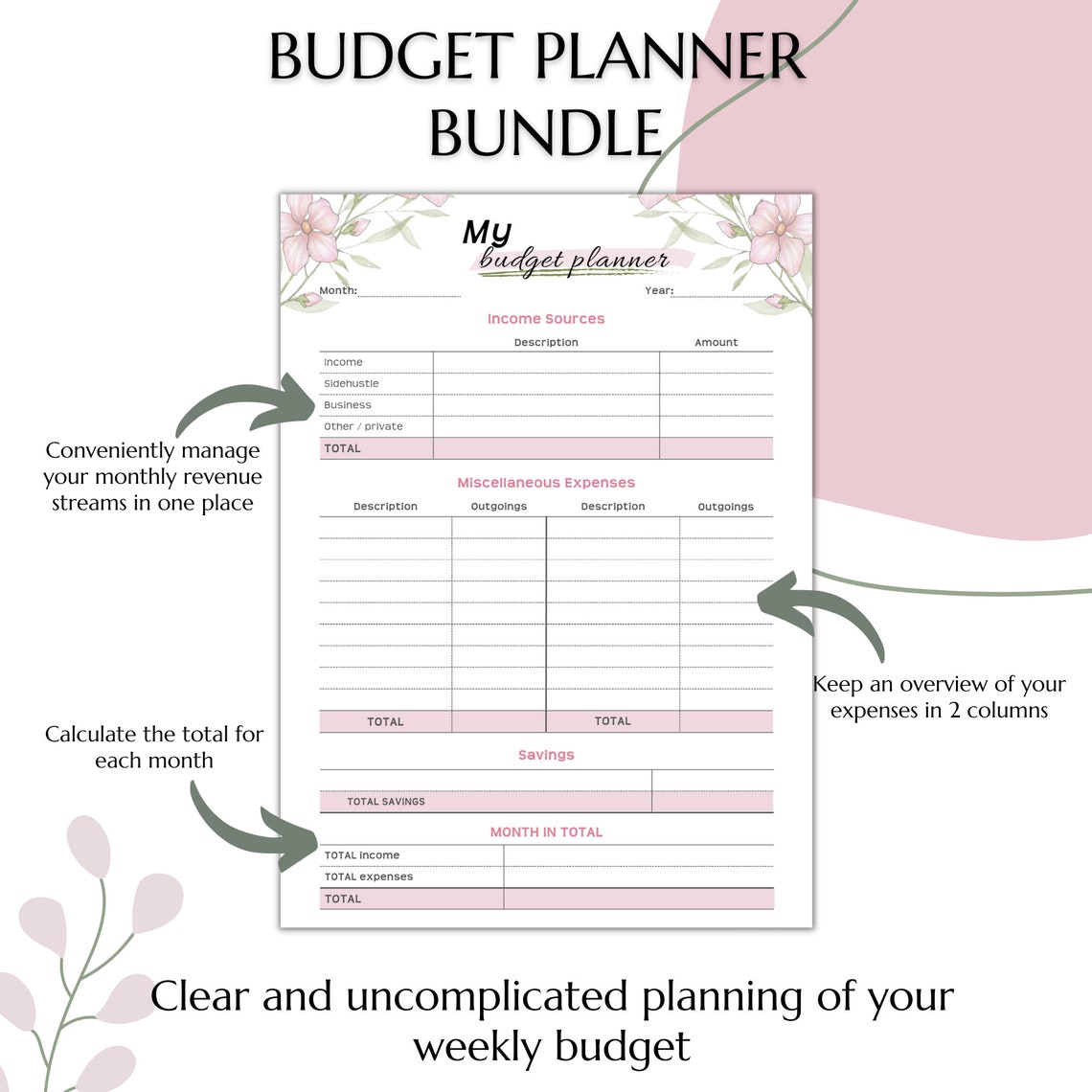 Printable Budget Planner Bundle Budget Planner Kit Weekly - Etsy