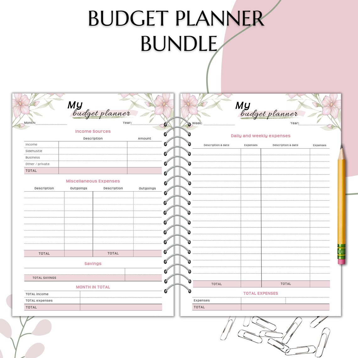 Printable Budget Planner Bundle Budget Planner Kit Weekly - Etsy