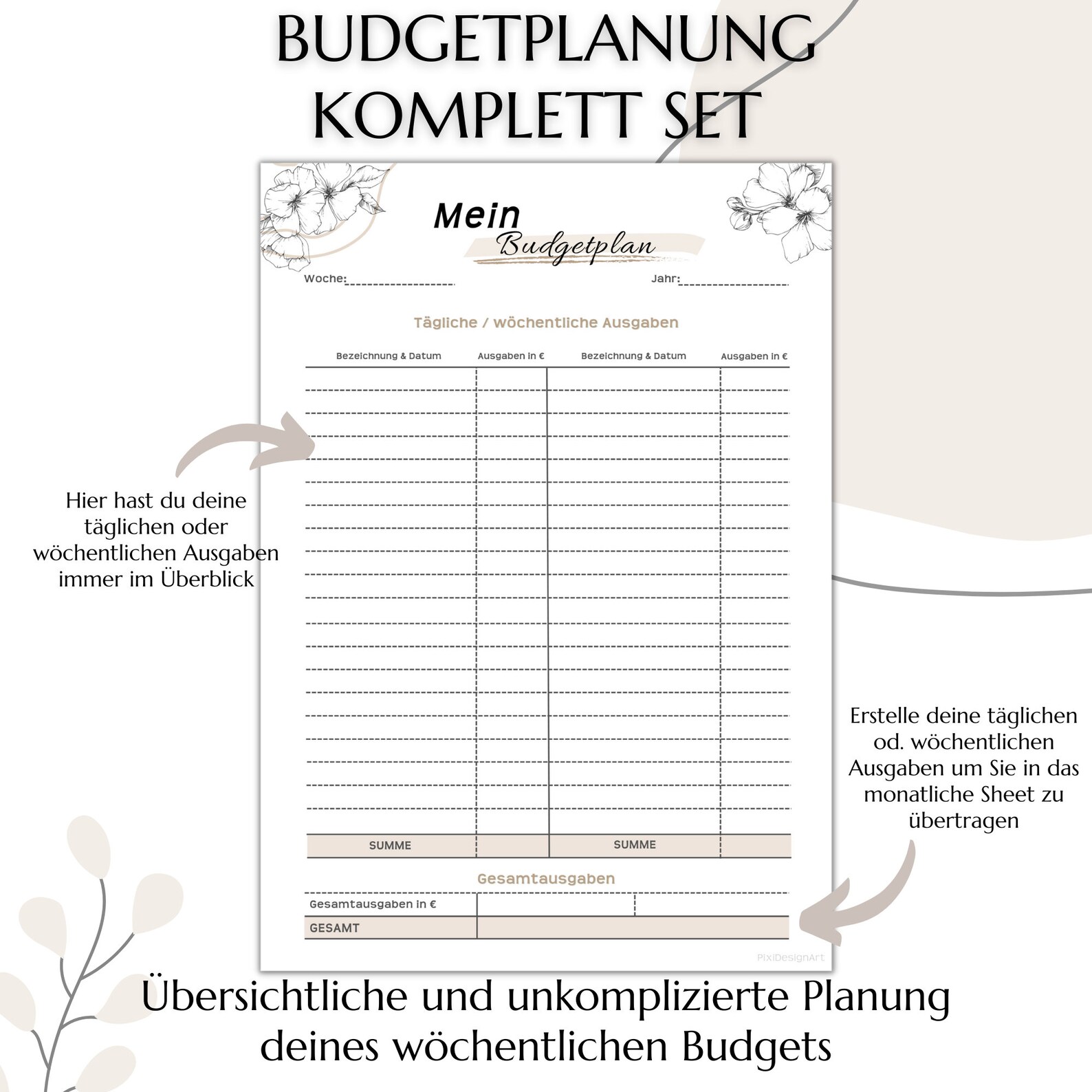 Budget Planer Deutsch, Fixkosten für Binder, Spartracker, Finanzplaner ...
