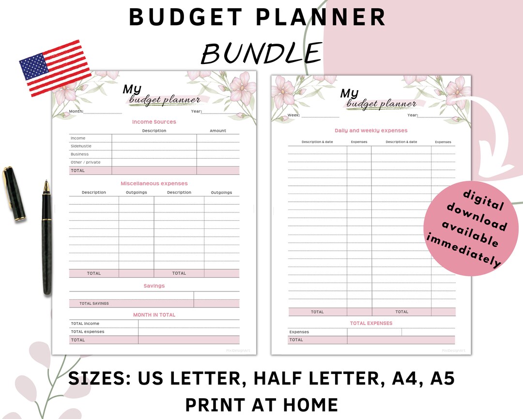 Printable Budget Planner Bundle, Budget Planner Kit, Weekly Budget ...