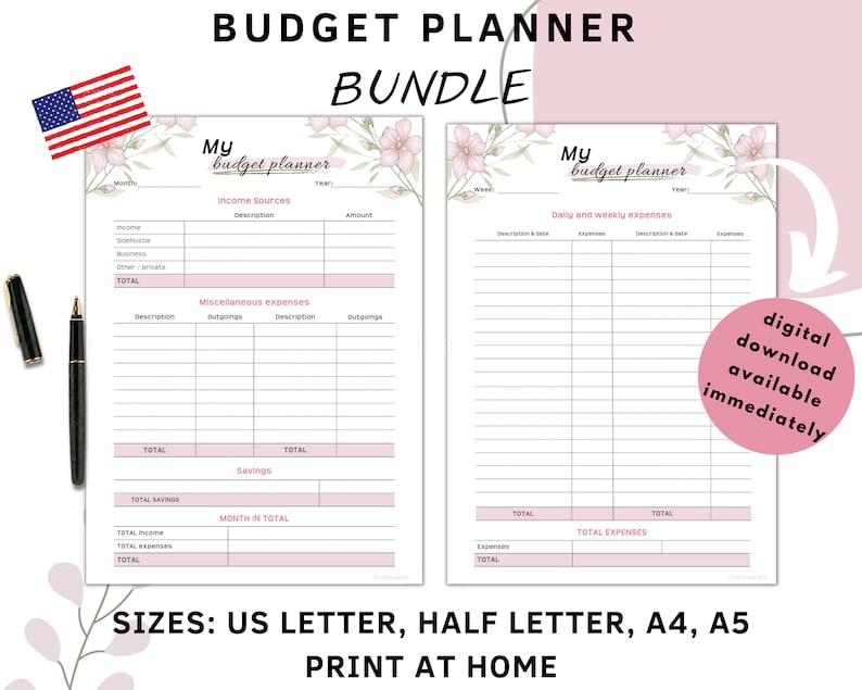Printable Budget Planner Bundle Budget Planner Kit Weekly - Etsy