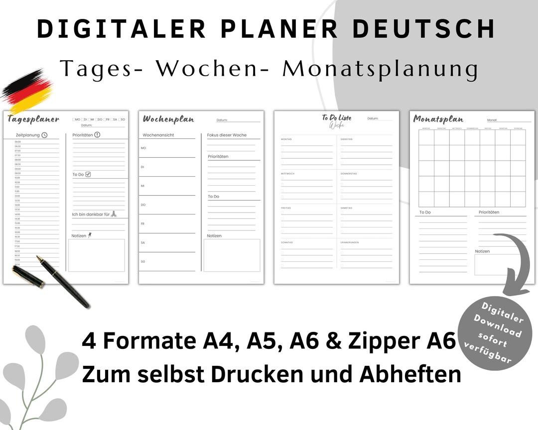 Daily Planner, Weekly Planner, Monthly Overview, To-do List, Checklist ...
