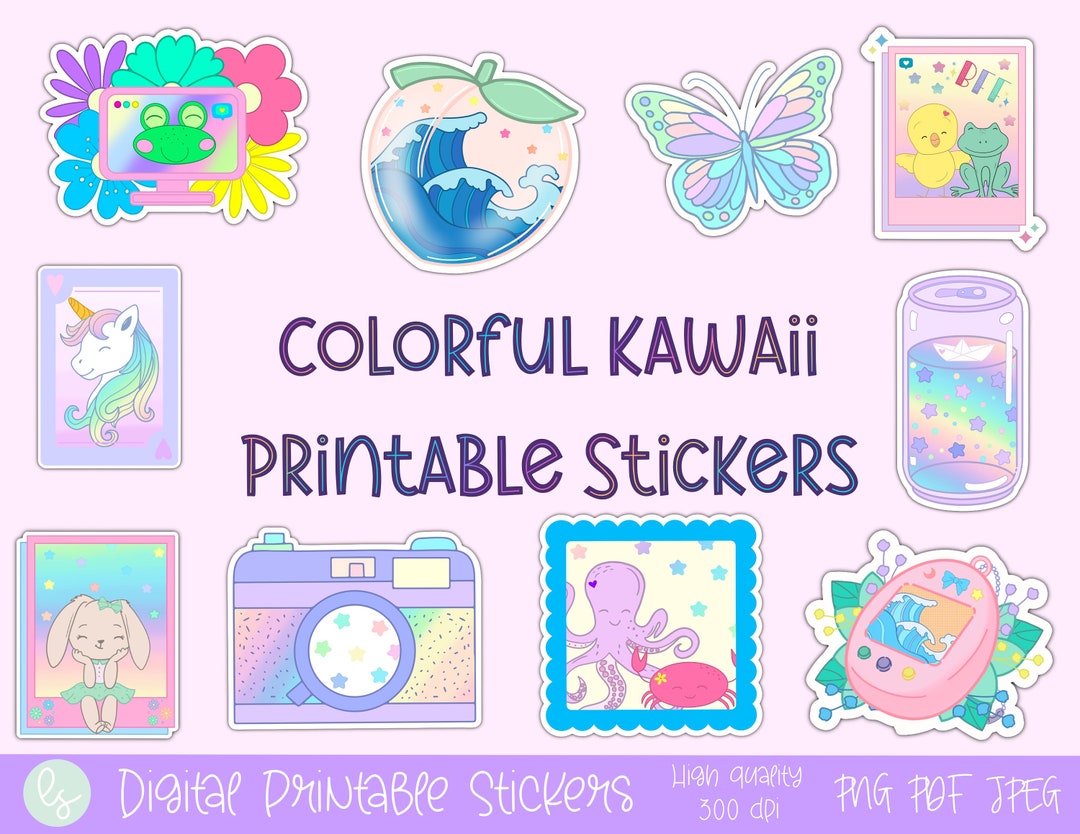 Kawaii Printable Stickers, Kawaii Png, Commercial Use Png, Sticker ...