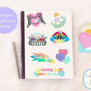 Rude Stickers, Funny Printable Stickers, Cuss Word Planner Stickers ...