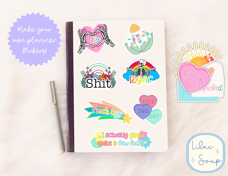 Rude Stickers, Funny Printable Stickers, Cuss Word Planner Stickers ...