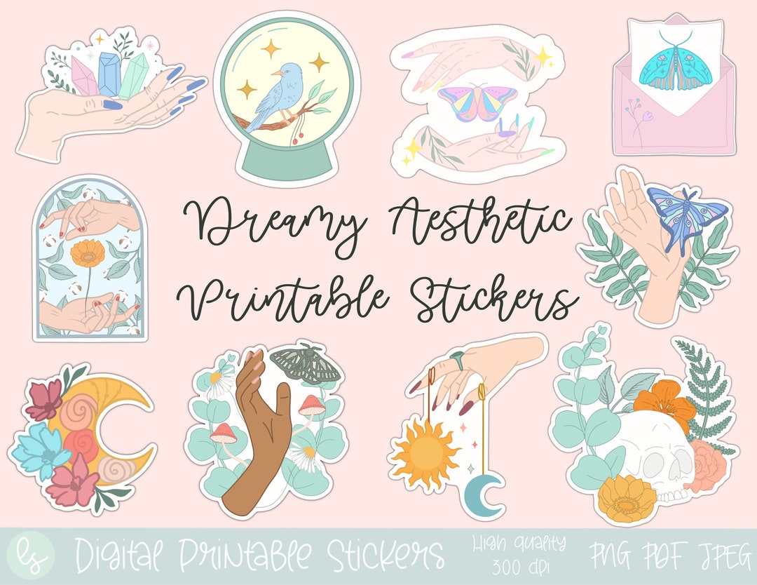 Aesthetic Stickers, Dreamy Stickers Pack, Print and Cut Stickers ...