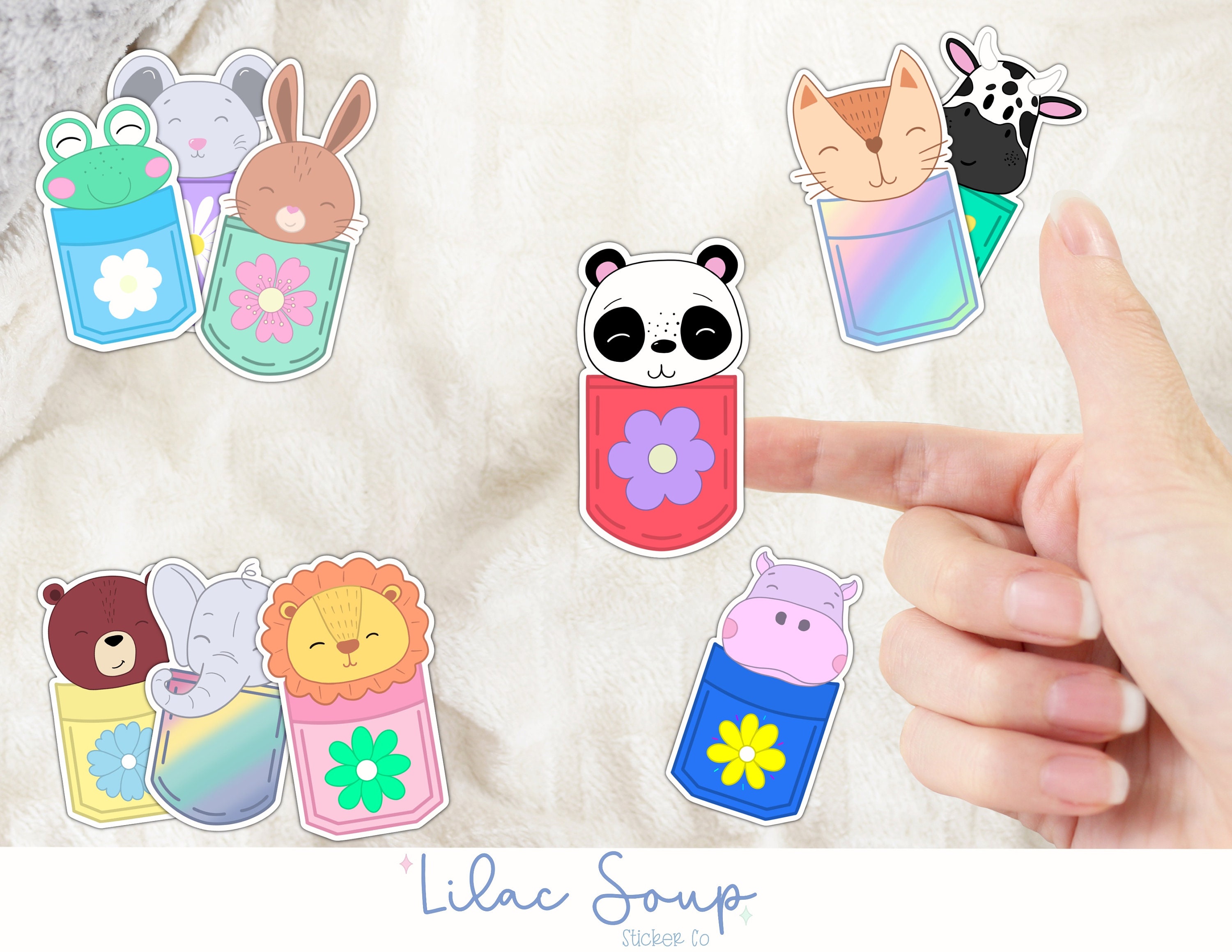 Cute Animal Stickers Png, Pocket Png, Cute Sticker Pack, Print and Cut ...