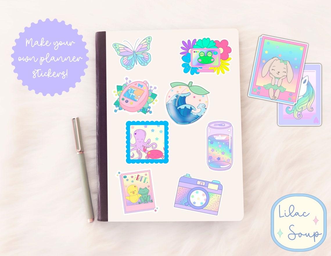 Kawaii Printable Stickers, Kawaii Png, Commercial Use Png, Sticker ...