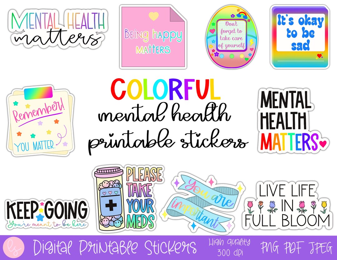 Mental Health Stickers, Digital Download, Planner Stickers Printable ...