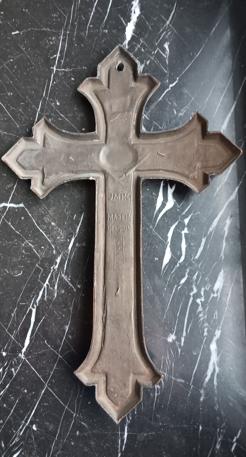 1920s Antique Vintage Crucifix Belgian Deposé J.M.P.C. JMPC Massive ...