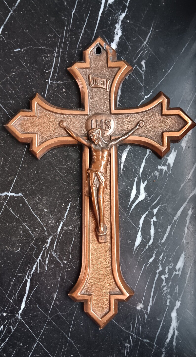 1920s Antique Vintage Crucifix Belgian Deposé J.M.P.C. JMPC Massive ...