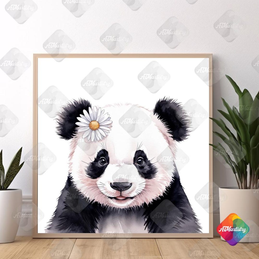 Baby Panda Nursery Print Digital Download Animal Wall Art Instant ...
