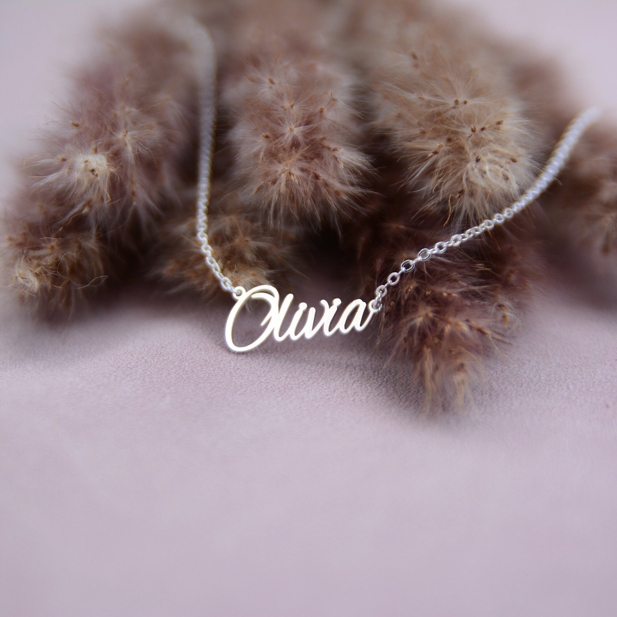 Custom Script Name Necklace Sterling Silver Name Necklace Etsy