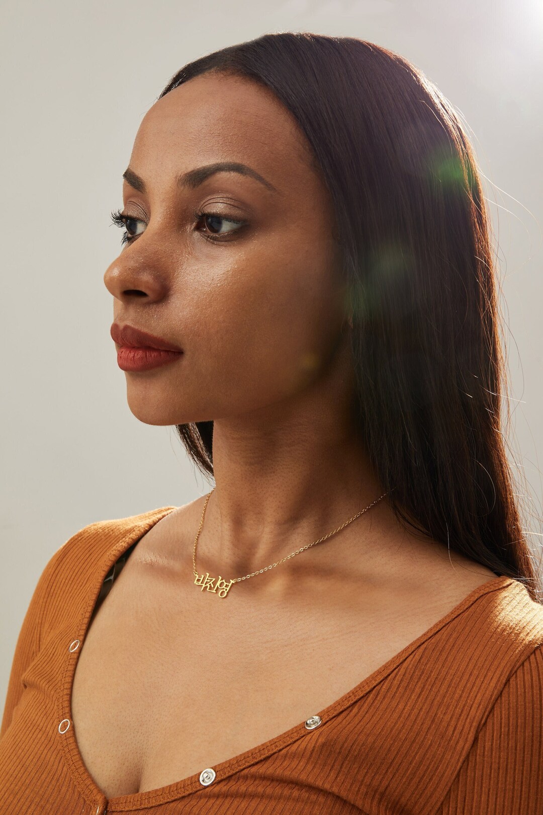 Korean Name Necklace in Rose Gold, Personalized Hanja Necklace, Korean ...