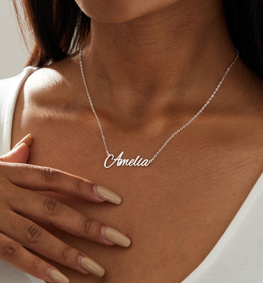 Custom Script Name Necklace Sterling Silver Name Necklace
