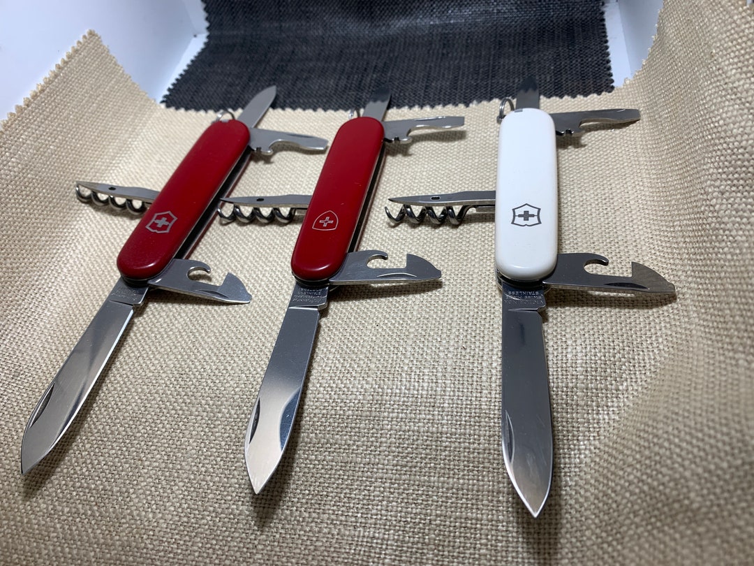 3 Knives Victorinox Spartan 91 Mm Swiss Army Old Stamp White Red - Etsy