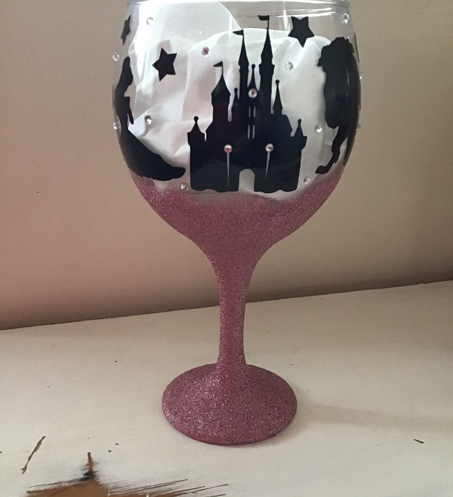 Beauty and the Beast, Castle, Glitter, Gin Glass, Glitter Glass, - Etsy