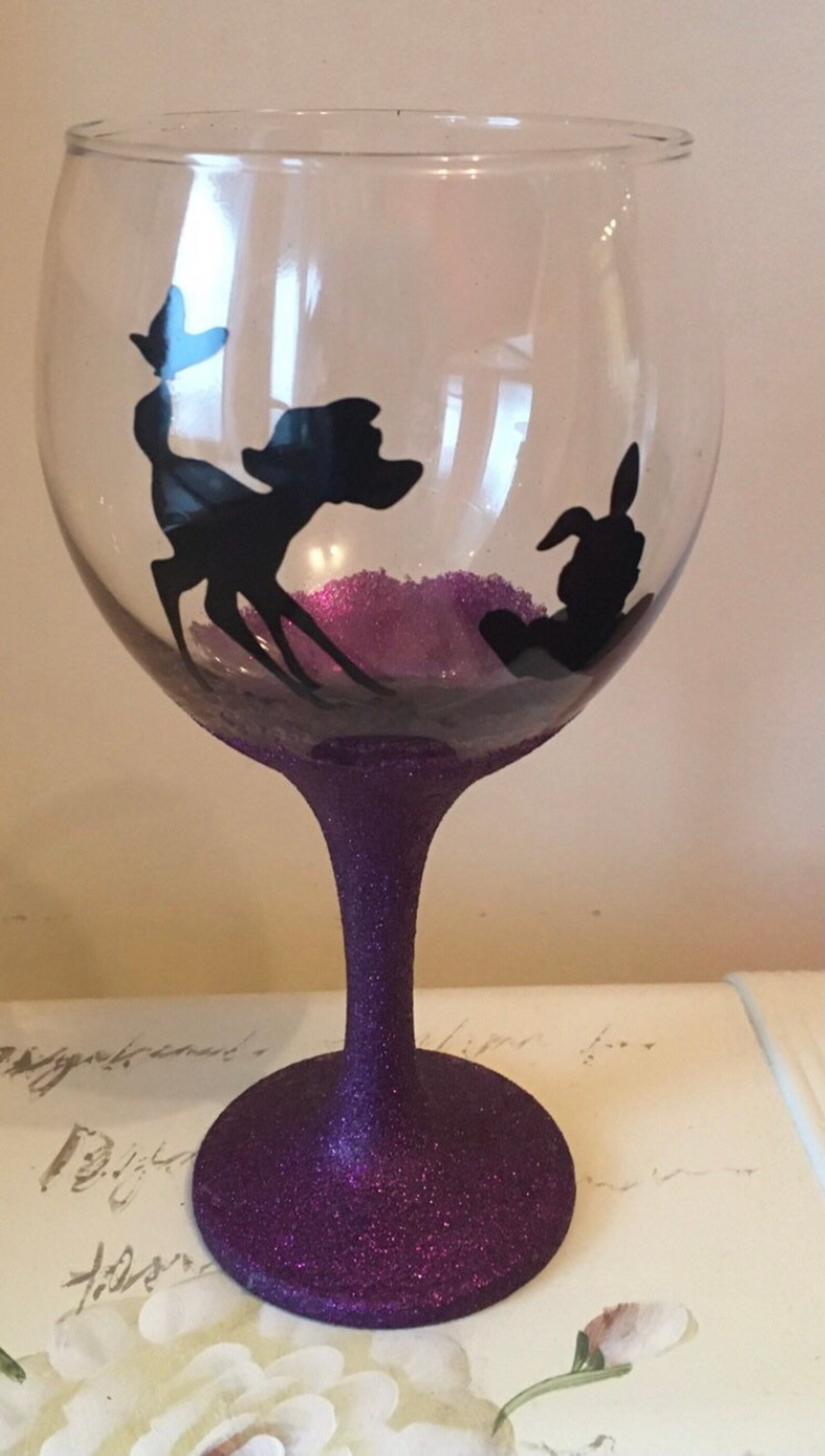 Bambi, Thumper, Glitter, Gin Glass, Glitter Glass, - Etsy UK