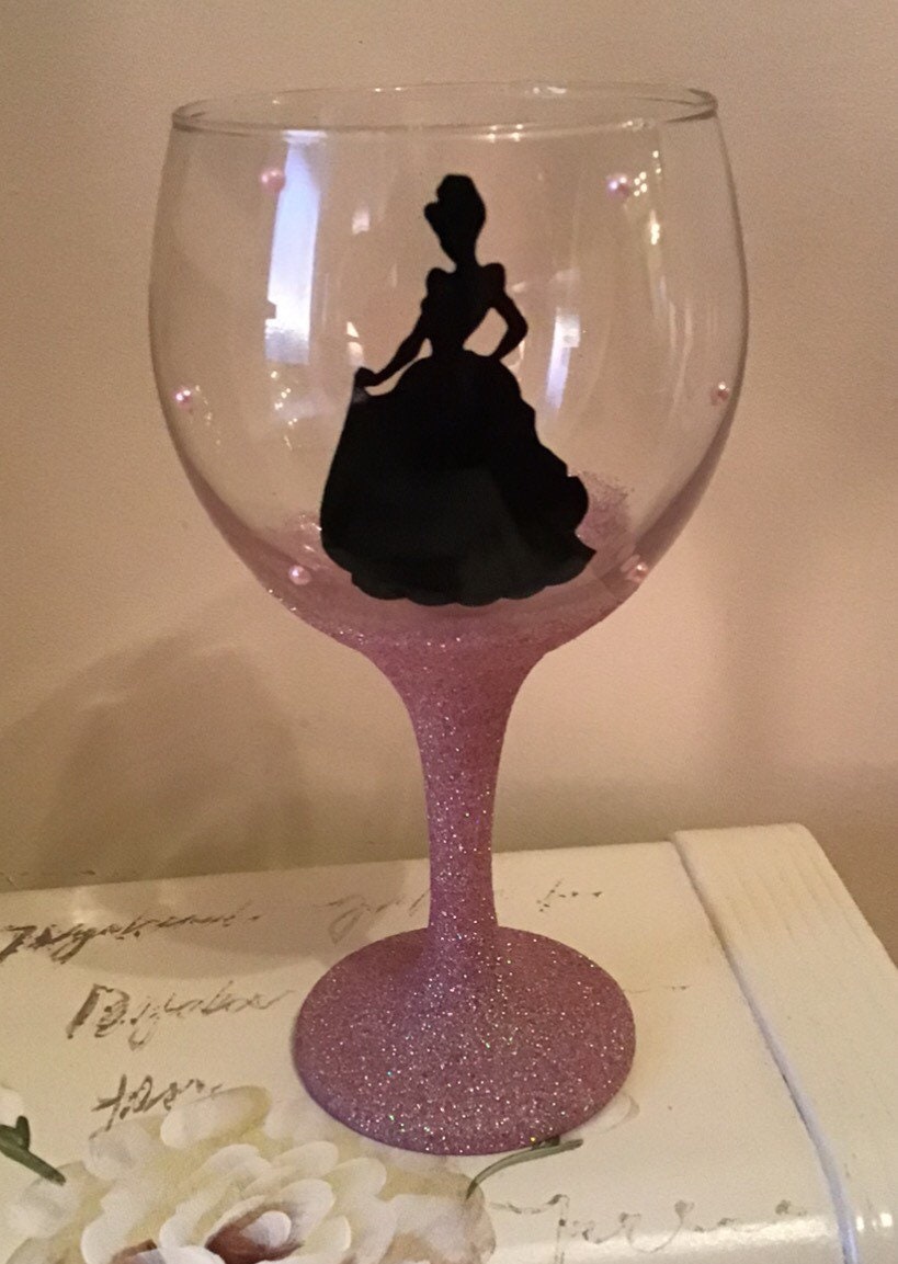 Princess Cinderella Glitter Gin Glass Glitter Glass - Etsy