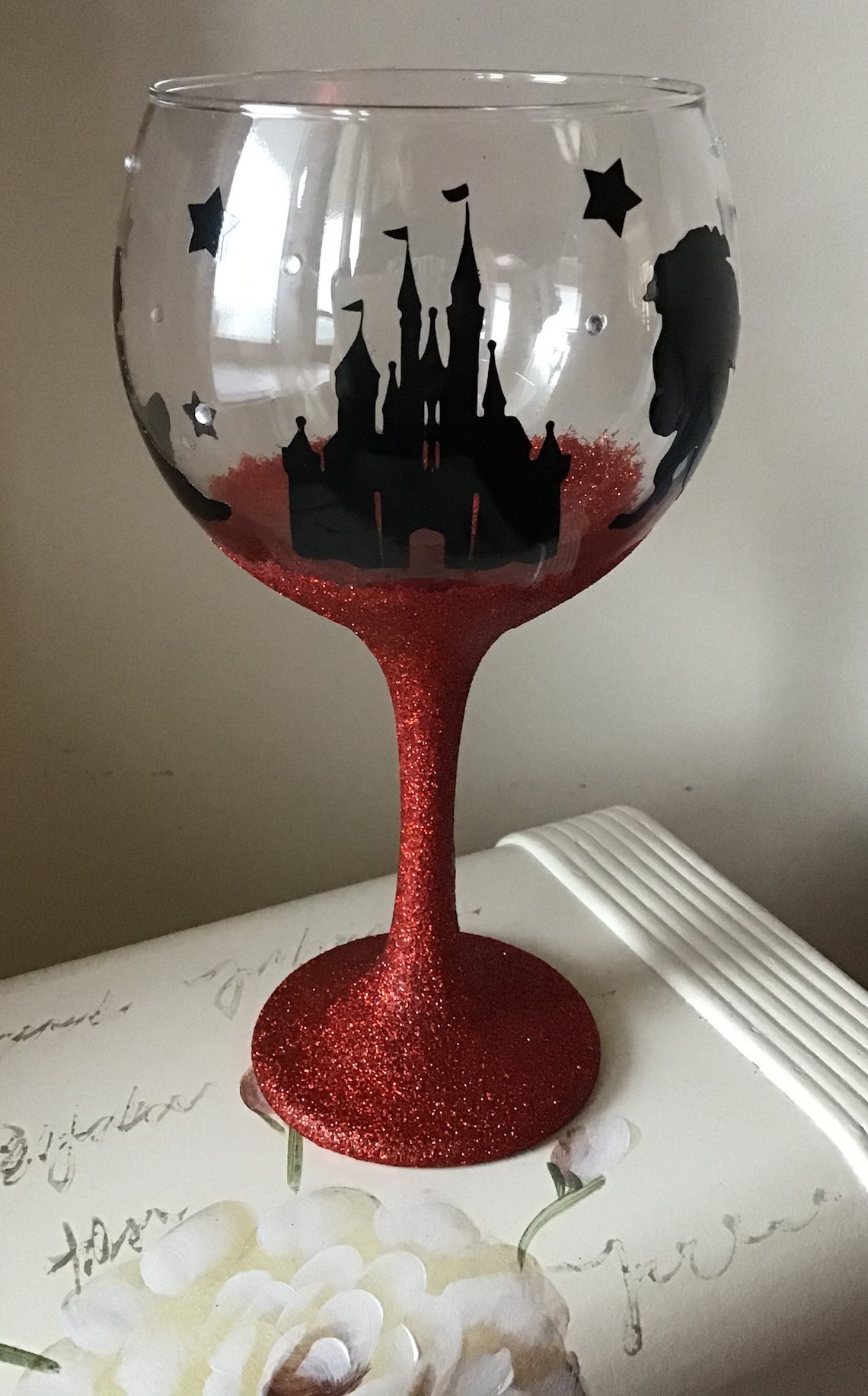 Beauty and the Beast, Castle, Glitter, Gin Glass, Glitter Glass, - Etsy