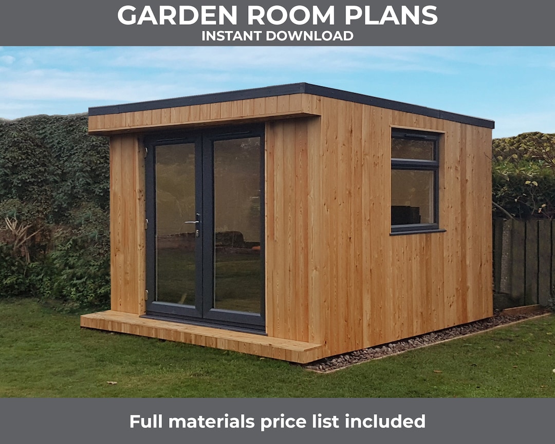 Garden Room Plans 3x3 Metre With French Doors and Materials List. DIY ...