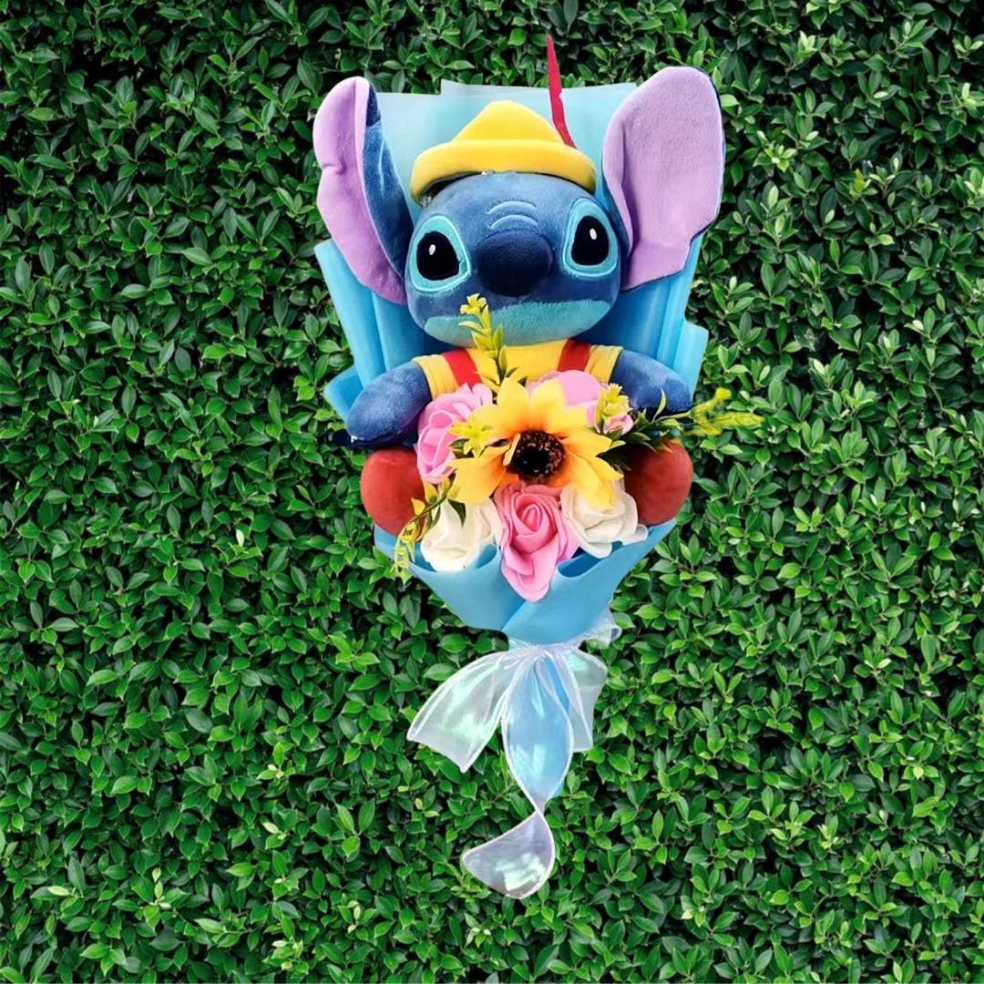 Hot Lilo & Stitch Plush Bouquet With Soap Rose Sunflower Flower Bouquet ...