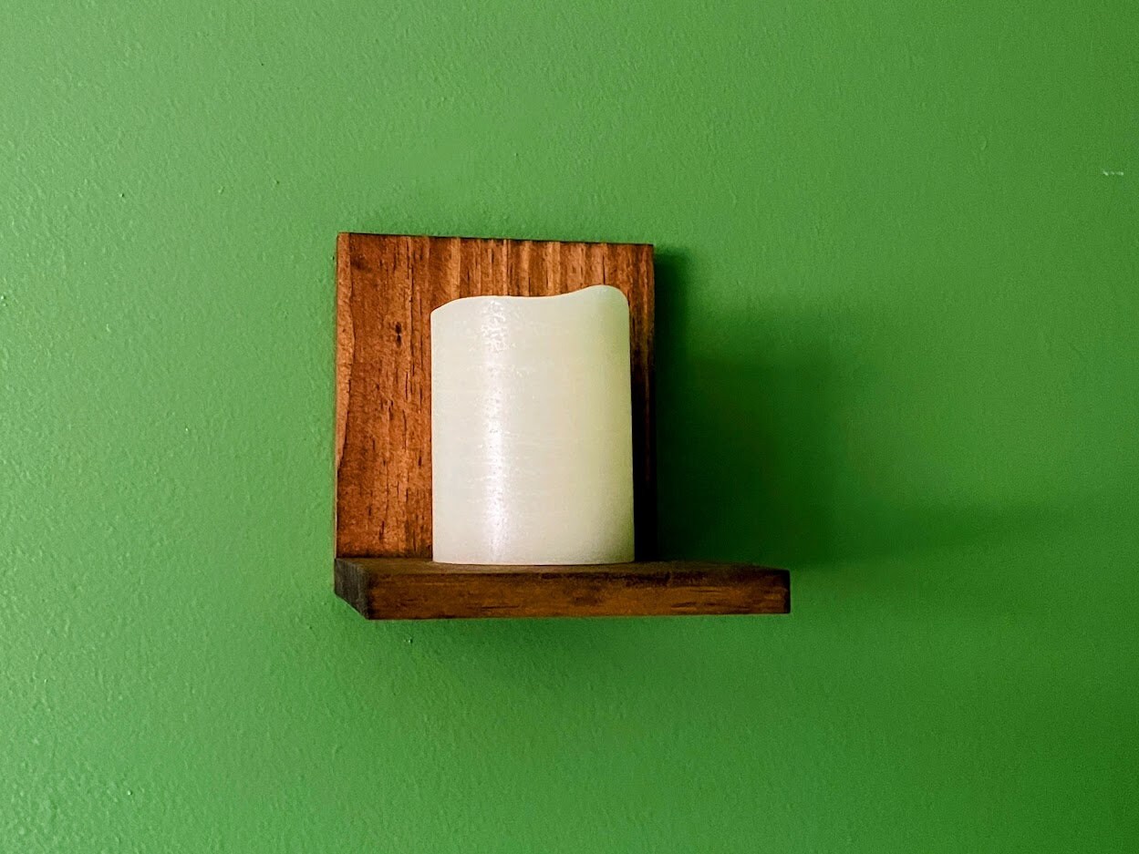Candle Shelf Small STAIN OPTIONS Wood Candle Holder Rustic Living Room ...