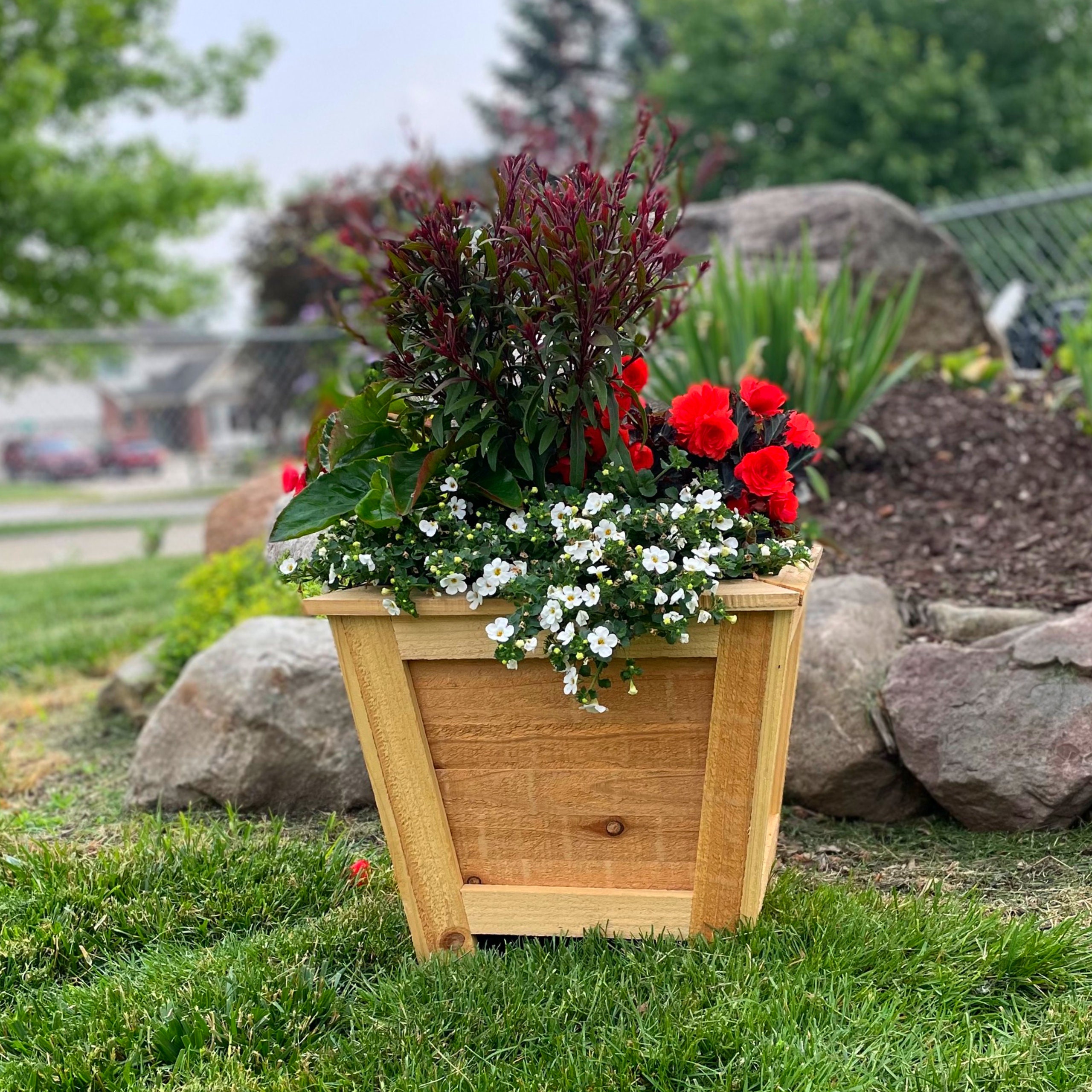 Angled Solid Cedar Planter Box Modern Style Planter Box Garden Box ...