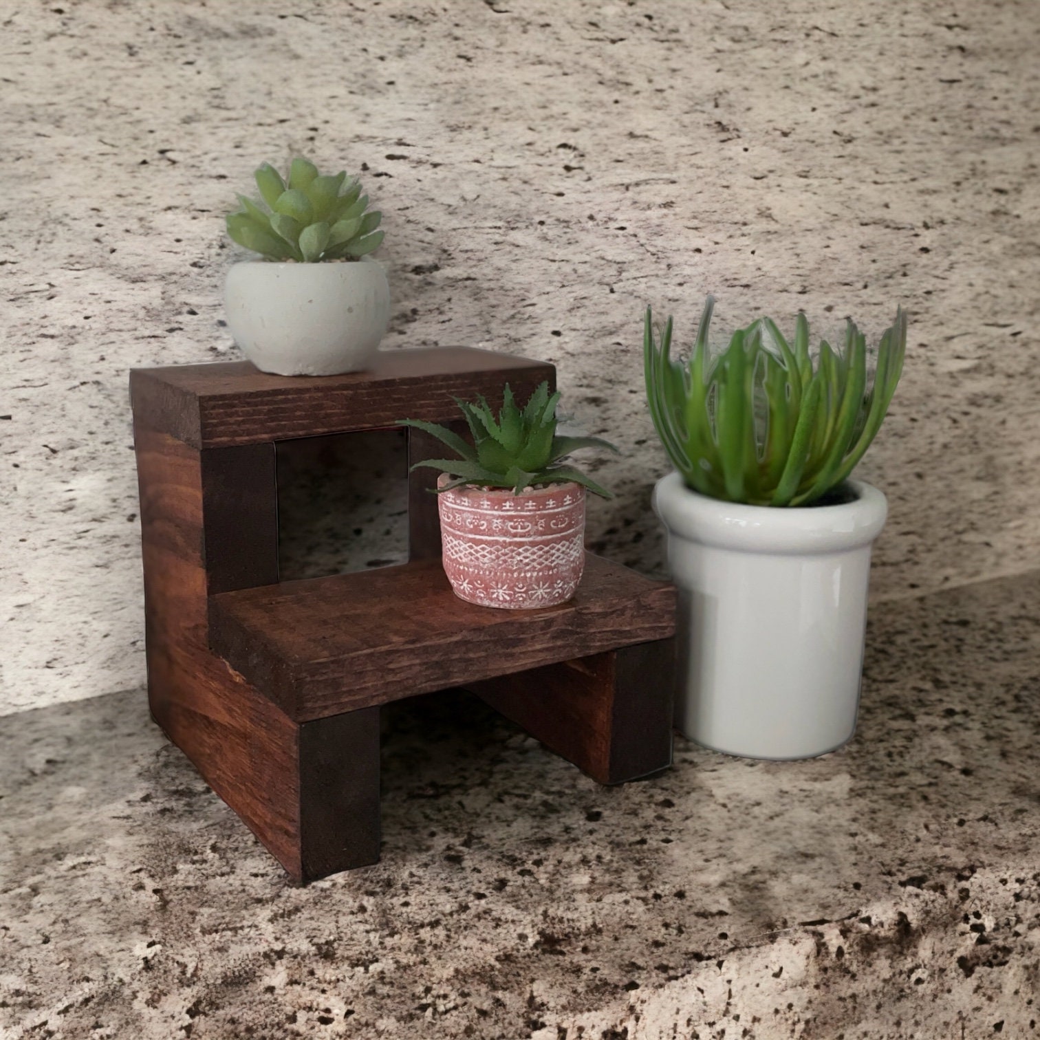 Rustic Riser CUSTOM STAIN Wood Stool Shelf Plant Stand Riser Table ...