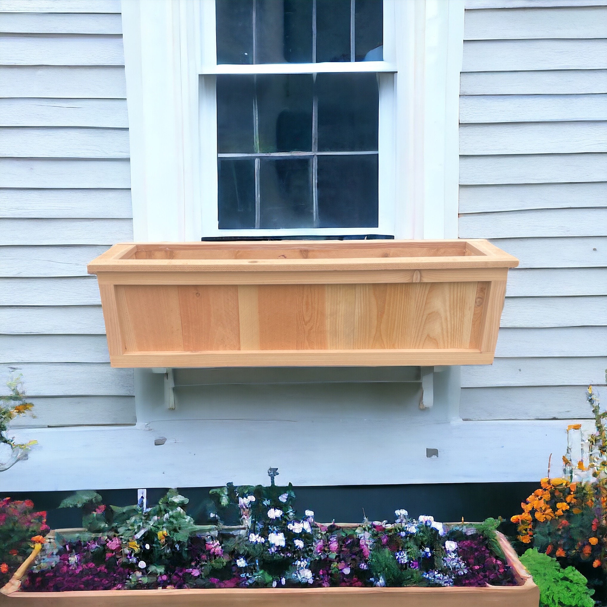 Window Box Flower Planter Cedar Flower Hanging Planter Window Planter ...