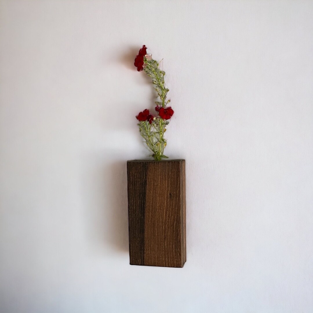 Floating Wood Wall Vase Plant Decor Wall Hanging for Dried Flowers Faux ...
