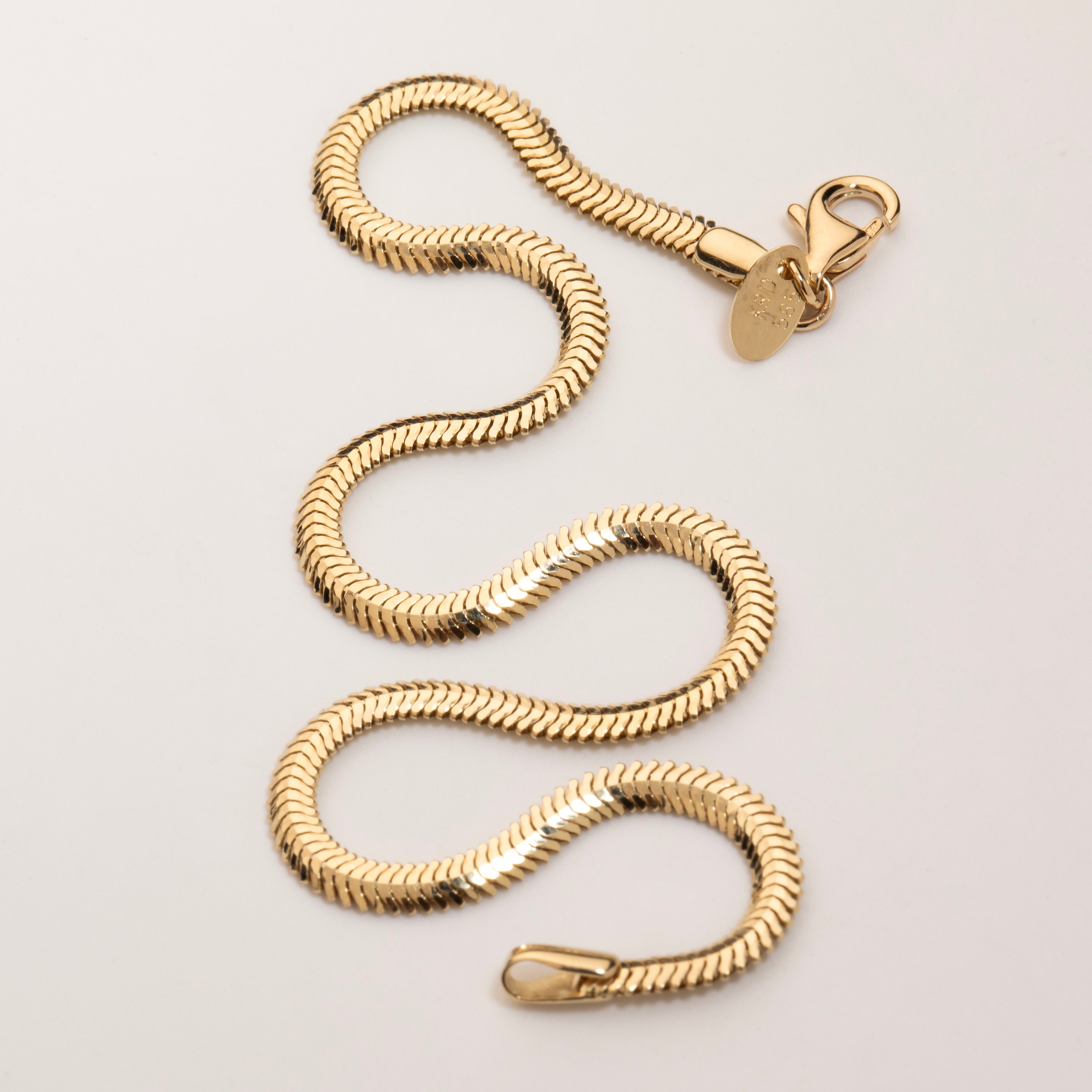 14K Gold Snake Chain Bracelet, Snake Gold Bracelet, Handmade Gold Snake ...