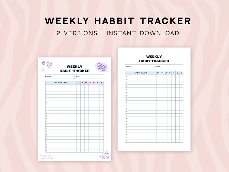 Daily Habit Tracker Template, Printable Habit Tracker, Digital ...