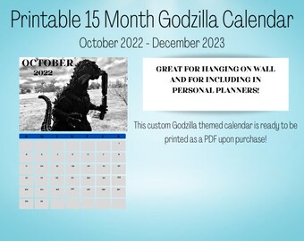 Godzilla Calendar - Etsy Canada