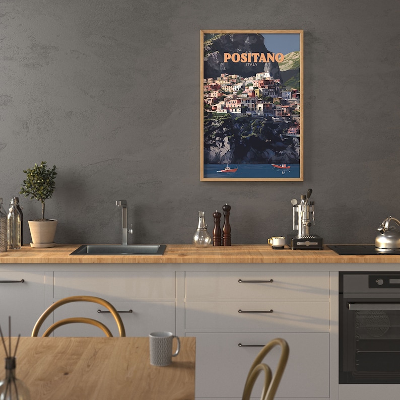 Amalfi Coast Poster Positano Poster Italy Travel Art Print - Etsy