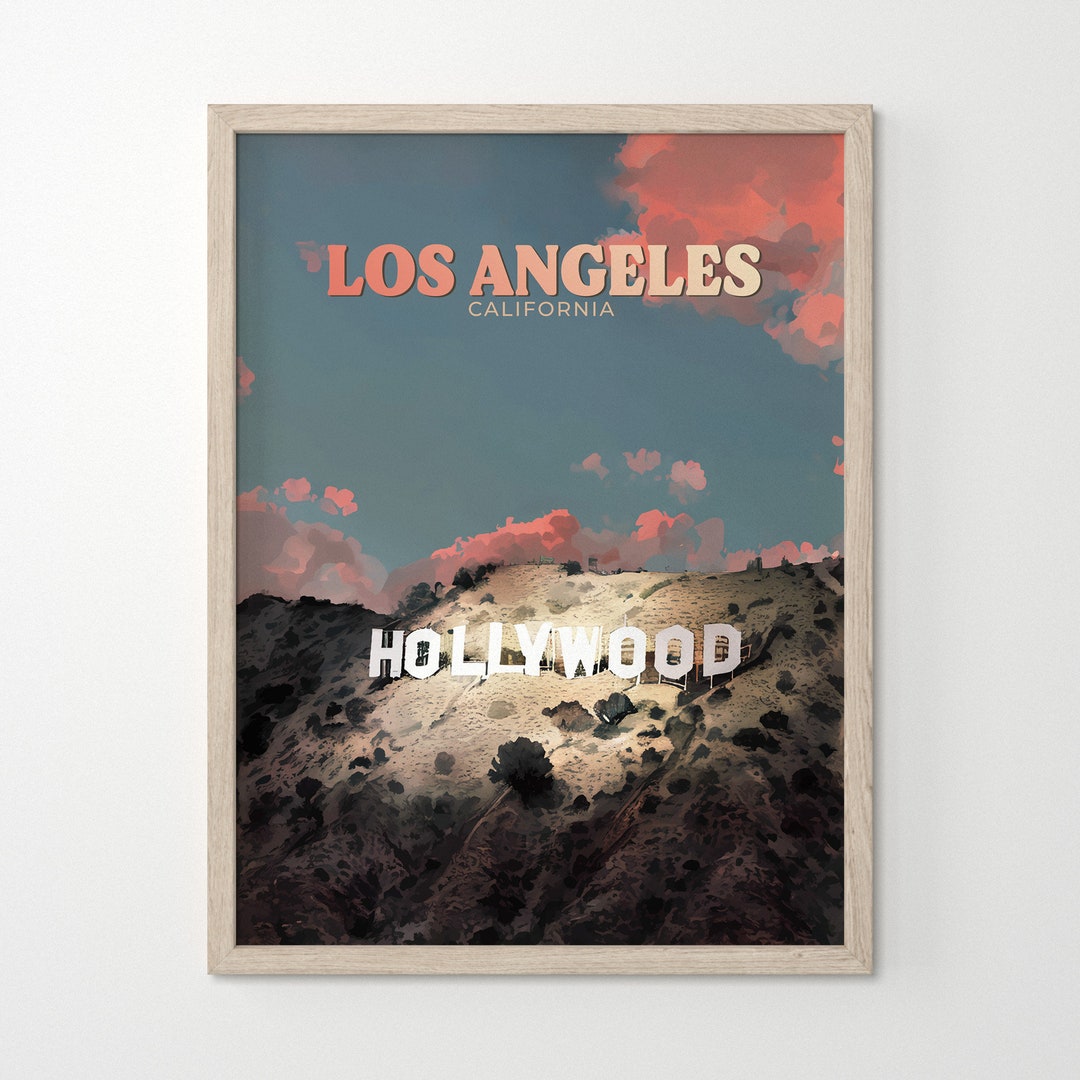 Los Angeles Poster, Hollywood Sign Poster Print, LA California ...