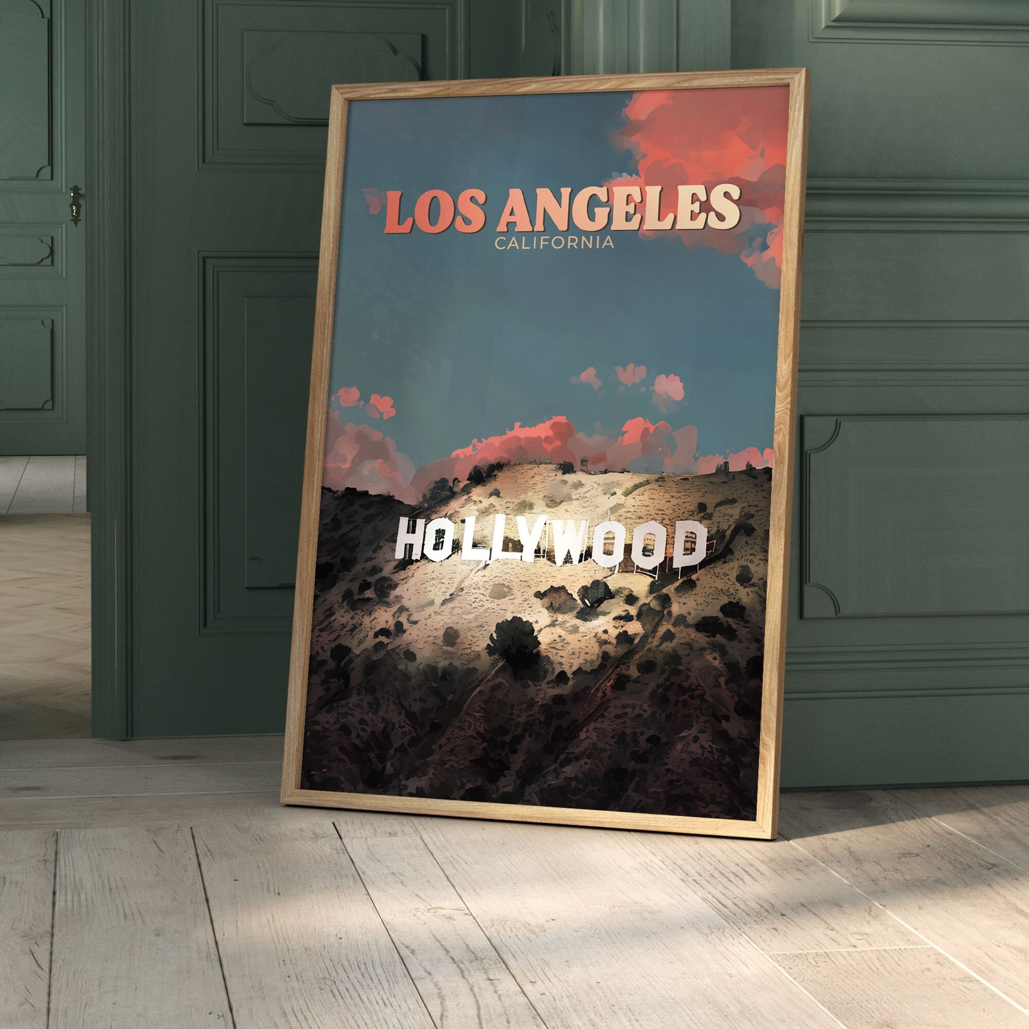 Los Angeles Poster, Hollywood Sign Poster Print, LA California ...