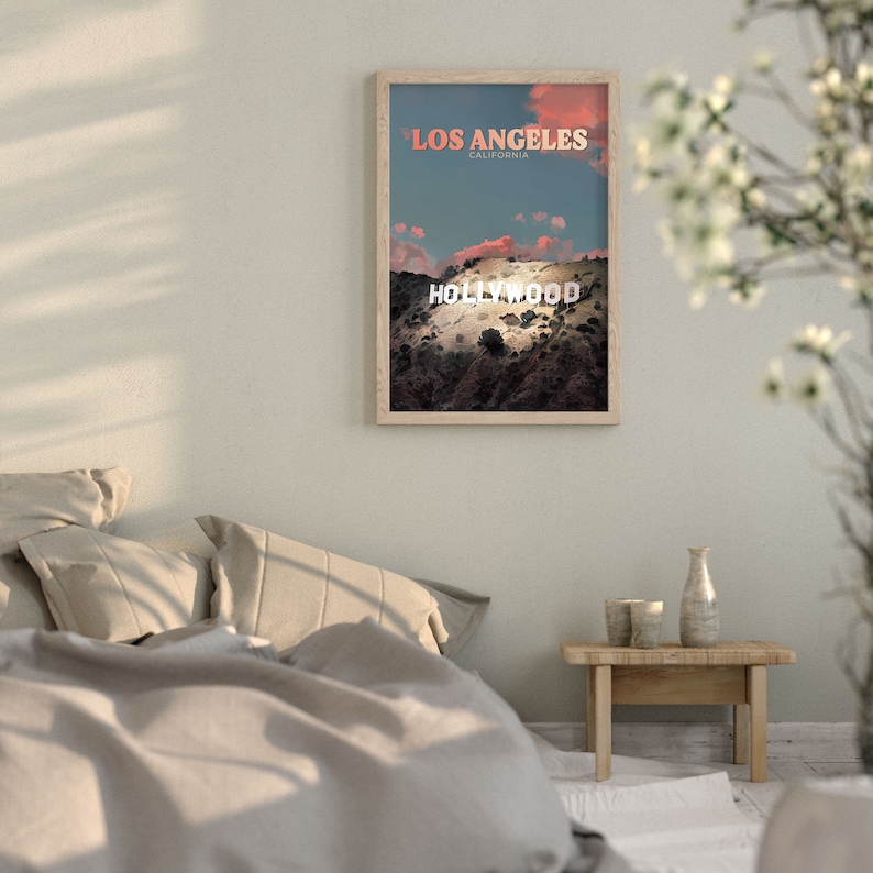 Los Angeles Poster, Hollywood Sign Poster Print, LA California ...