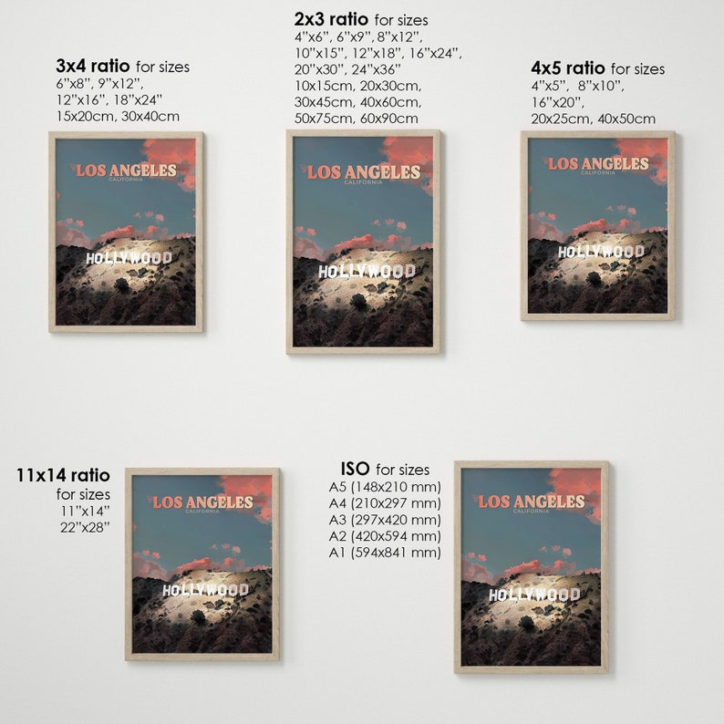 Los Angeles Poster, Hollywood Sign Poster Print, LA California ...