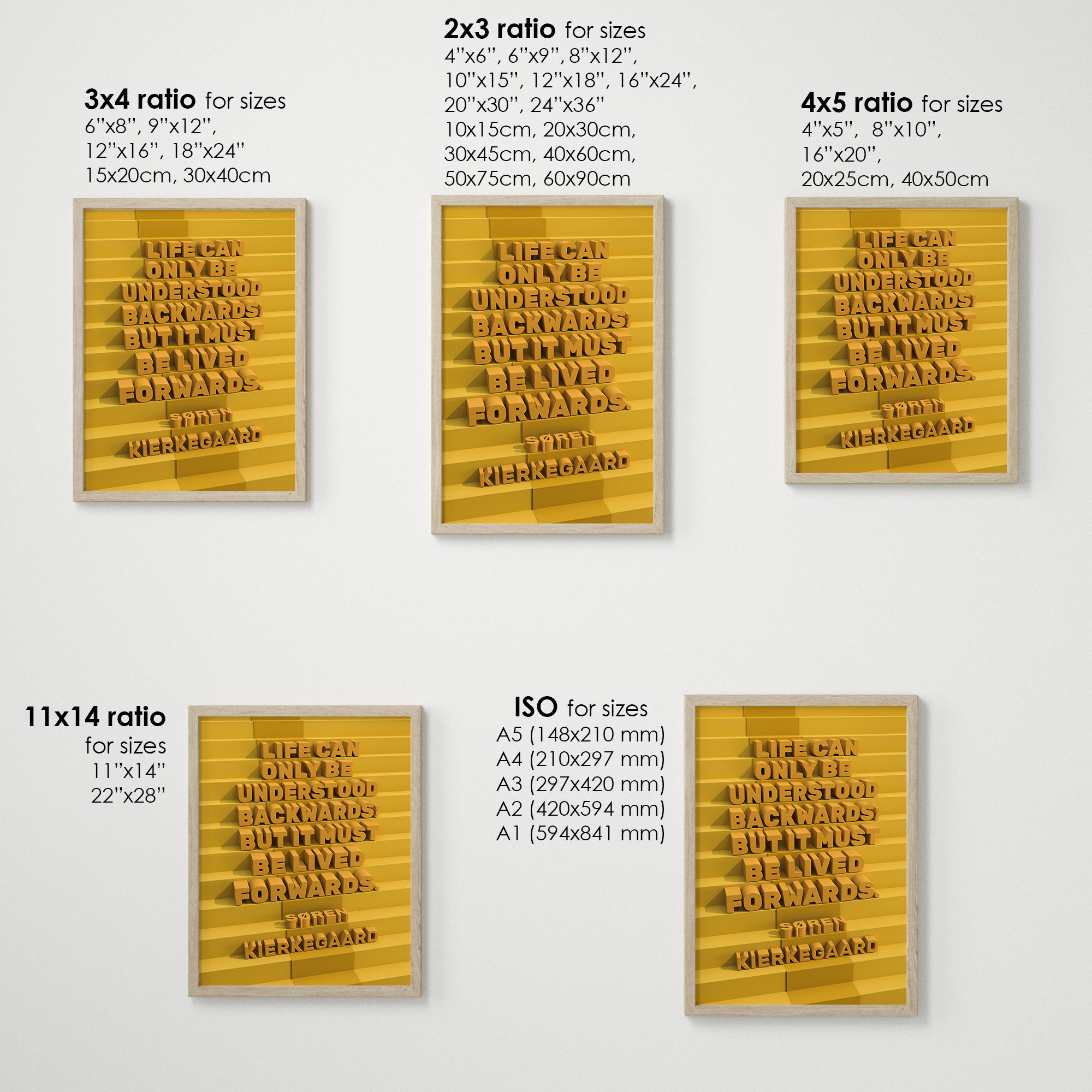 Existentialism Poster, Soren Kierkegaard Quote Print, Life Can Only Be ...