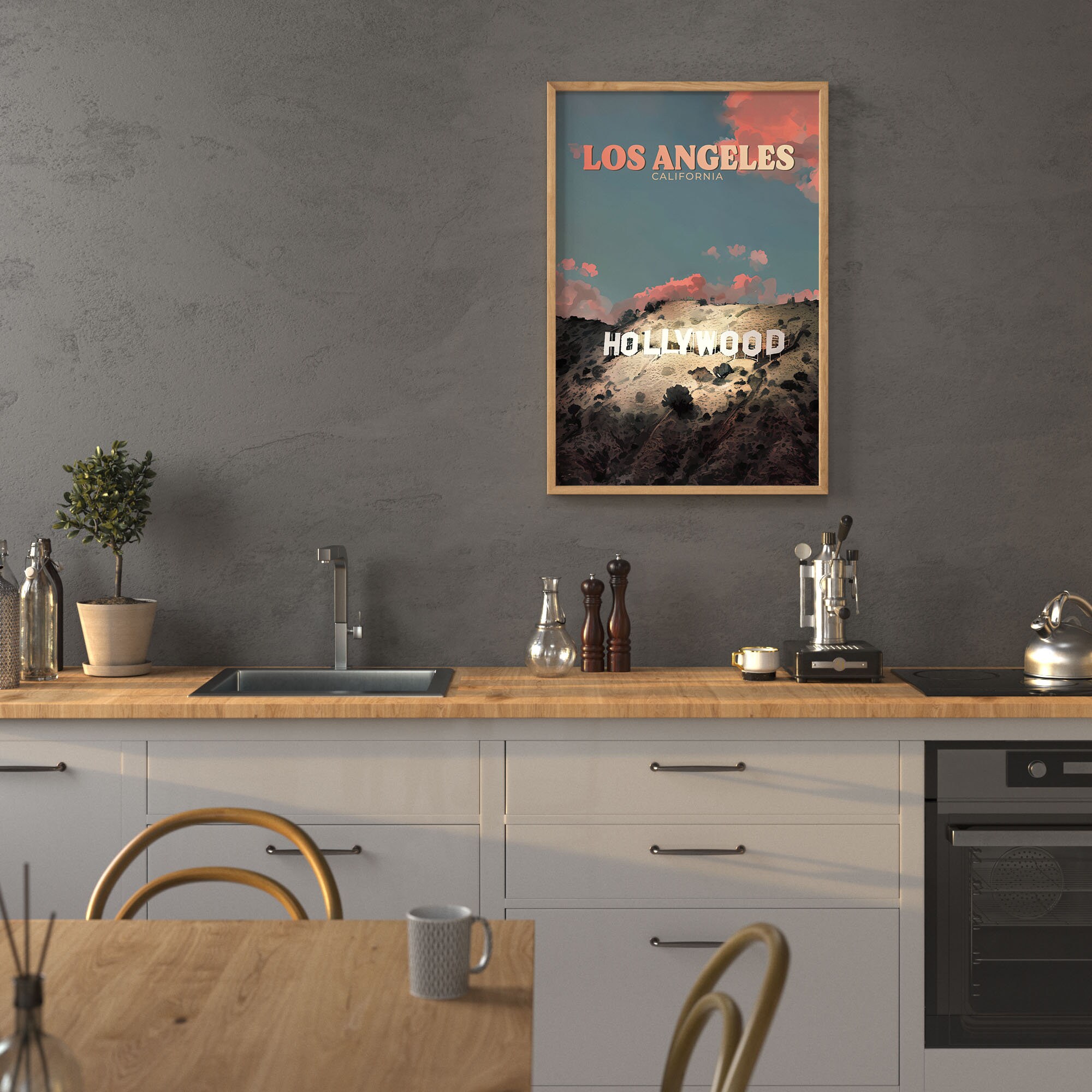 Los Angeles Poster, Hollywood Sign Poster Print, LA California ...