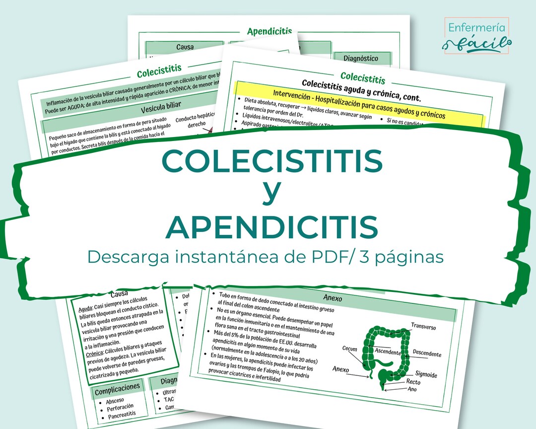 Cholecystitis and Appendicitis Study Guide Nursing Study Guide Digital Download Nursing Study ...