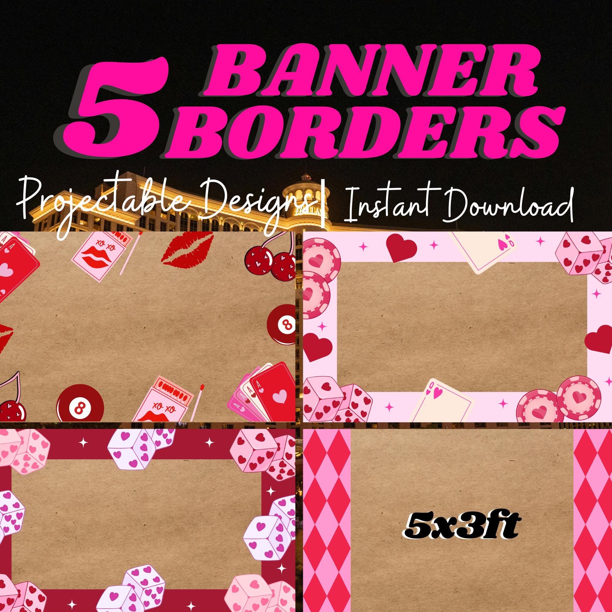 Valentines Day Banner Border Template Bundle, 60”x36” PNG File,lucky ...
