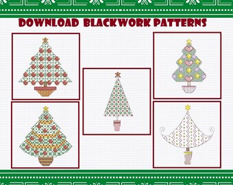 Christmas Blackwork Cards - Etsy