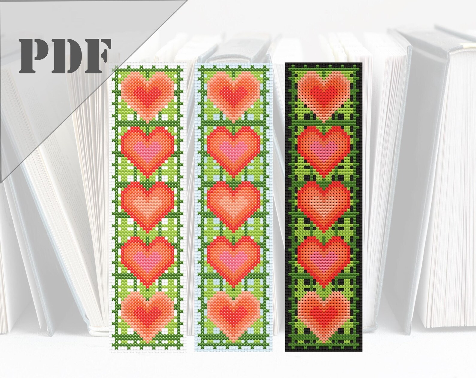 Cross Stitch Bookmark Pattern, Valentines Bookmark Counted Cross Stitch ...