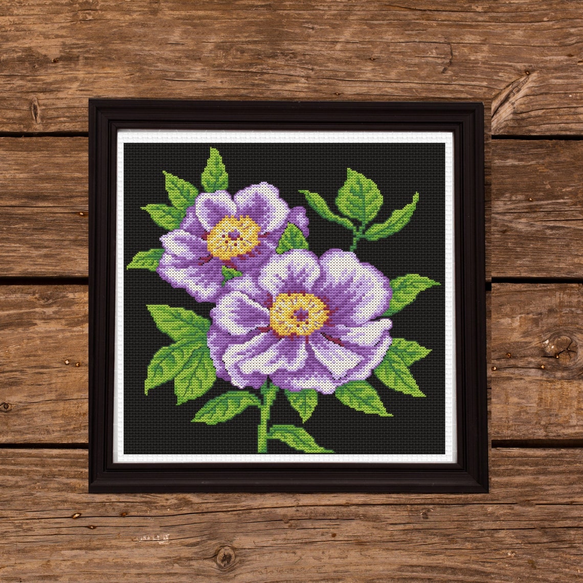 Purple Flower Cross Stitch Pattern, Camellia Counted Cross Stitch ...